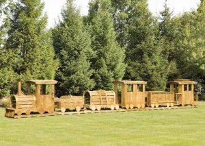 6 Piece Wooden Train Playground - Adirondack Storage Barns